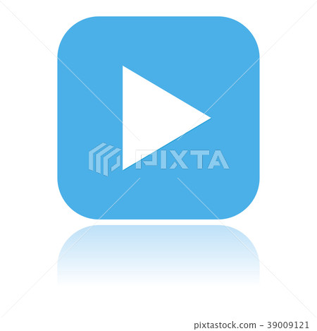 PLAY icon. Blue square icon with reflection - Stock Illustration ...