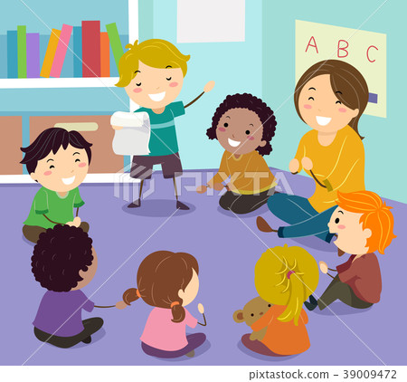 Stickman Kids Read Poem Class Illustration - Stock Illustration ...