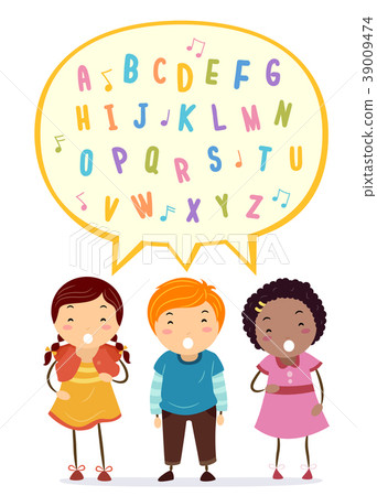 Stickman Kids Sing Alphabet Illustration - Stock Illustration [39009474 ...