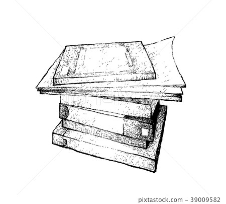 Hand Drawn Stack of Books on White Background - Stock Illustration ...