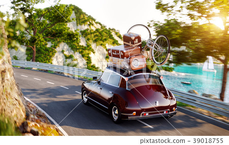 Cute little retro car - Stock Illustration [39018755] - PIXTA