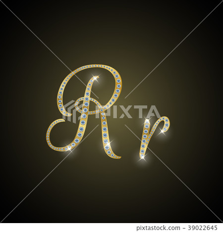 Shiny alphabet "R" of gold and diamond - Stock Illustration [39022645 ...