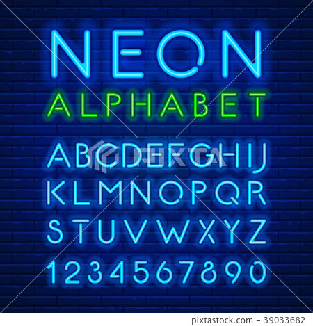 Neon latin alphabet - Stock Illustration [39033682] - PIXTA