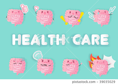 cute cartoon intestine - Stock Illustration [39035029] - PIXTA