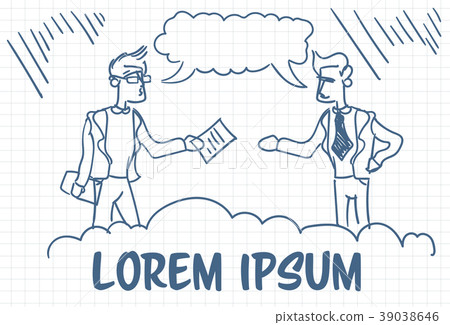 Doodle Businessmen Giving Contract Document Hand - Stock Illustration ...