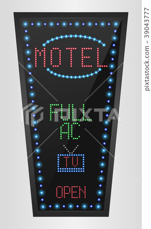 Retro sign with blue lights and the word motel - Stock Illustration ...