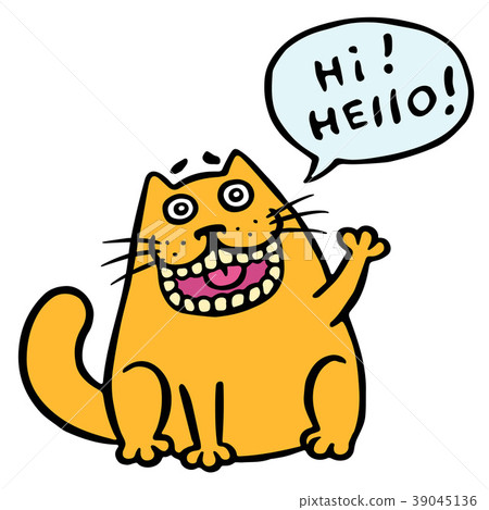 Funny communicable cat says hello. Vector - Stock Illustration ...