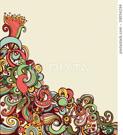 Abstract hand-drawing coloured floral pattern - Stock Illustration ...