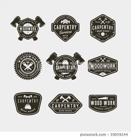 set of vintage carpentry logos. vector - Stock Illustration [39059244 ...