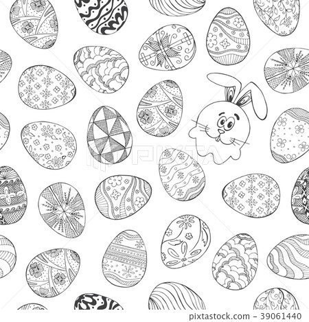 Seamless pattern with different Easter eggs - Stock Illustration ...