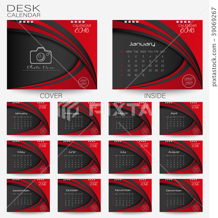 Calendar for 2018 red background. Design template - Stock Illustration ...