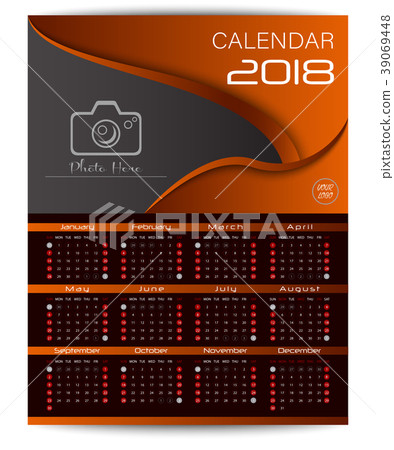 Calendar for 2018 brown background. Design templat - Stock Illustration ...