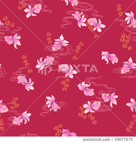 Japanese pattern, swimming goldfish - Stock Illustration [39077675] - PIXTA