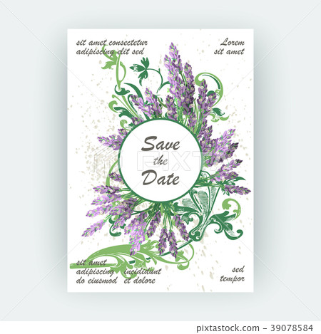 Lavender floral pattern cover design. Hand drawn - Stock Illustration ...