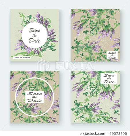 Lavender floral pattern cover design. Hand drawn - Stock Illustration ...