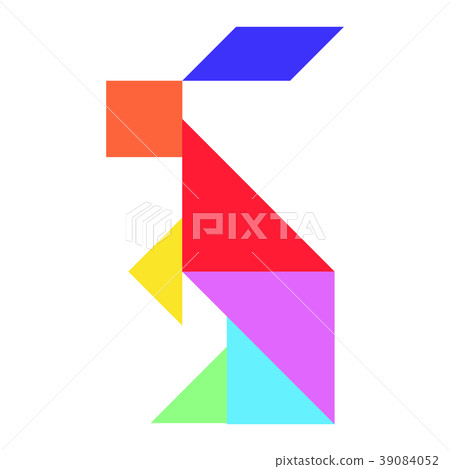 Color tangram puzzle in rabbit shape - Stock Illustration [39084052 ...