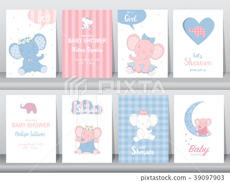 Set of baby shower invitations cards,birthday card - Stock Illustration ...
