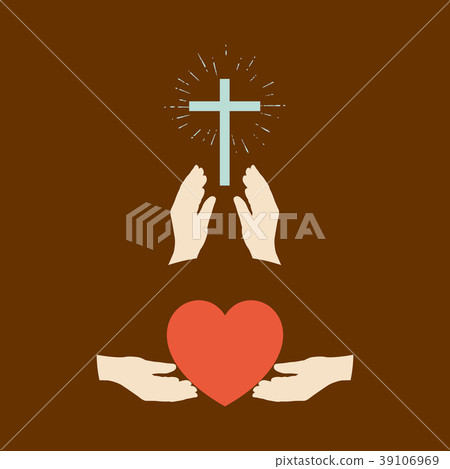 Hands and heart, hands and cross - Stock Illustration [39106969] - PIXTA