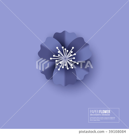 Paper cut flower blue color. - Stock Illustration [39108084] - PIXTA