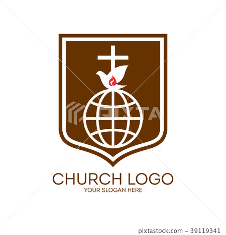 Church logo. Missions, globe, dove, cross - Stock Illustration ...