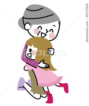 Grandson hugging grandma - Stock Illustration [39127836] - PIXTA