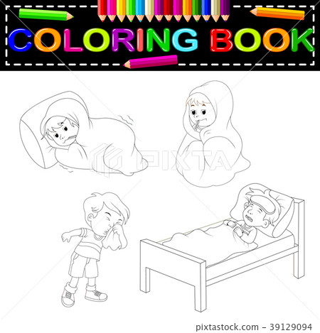 kids sick coloring book - Stock Illustration [39129094] - PIXTA