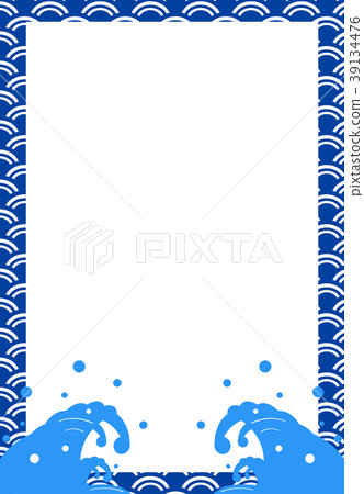 Wave blue sea wave frame - Stock Illustration [39134476] - PIXTA