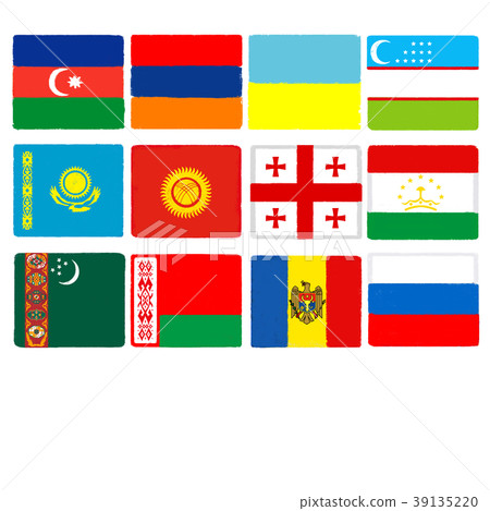 Flag hand drawn crayon touch set - Stock Illustration [39135220] - PIXTA