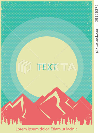 Mountains landscape retro poster background - Stock Illustration ...