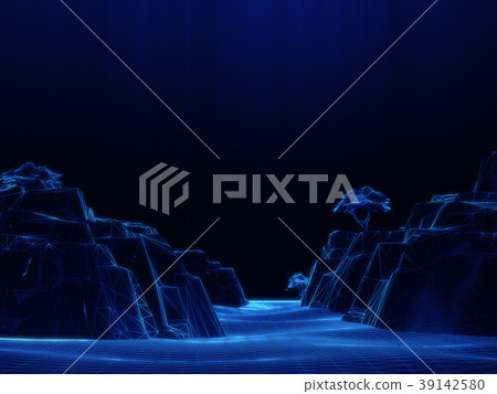Wire frame of Trees and cliff model - Stock Illustration [39142580] - PIXTA
