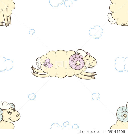 Seamless pattern background with cute sheep. - Stock Illustration ...
