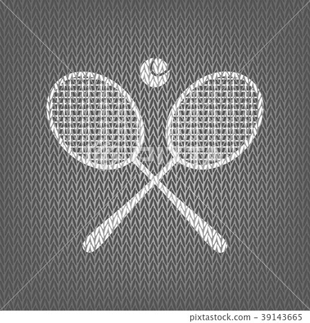 Two tennis racket with ball sign. Vector. White - Stock Illustration ...