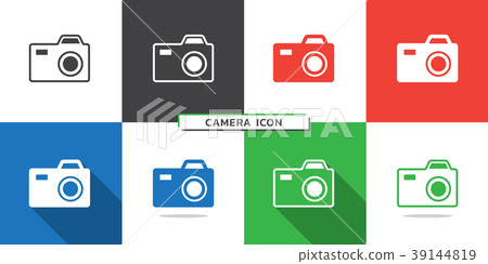 Vector set of camera icon on colored background - Stock Illustration ...