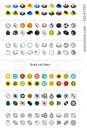 Set of icons in different style - isometric flat - Stock Illustration ...