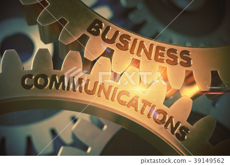 Business Communications on Golden Gears. 3D - Stock Illustration ...