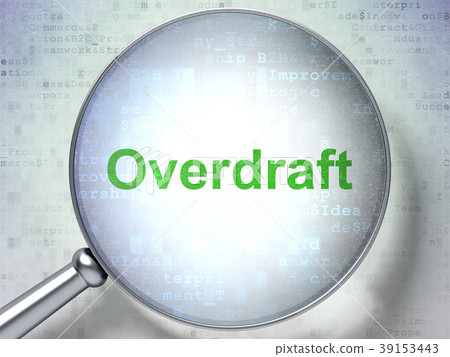 Finance concept: Overdraft with optical glass - Stock Illustration ...