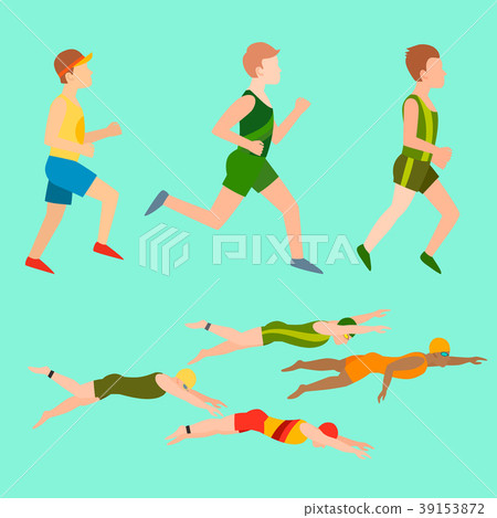Swimming vector people style scheme different - Stock Illustration ...