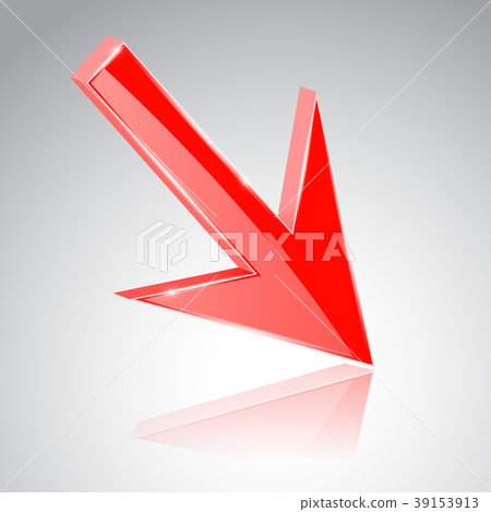 Arrow. Red shiny 3d arrow with reflection - Stock Illustration ...