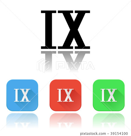 IX roman numeral icons. Colored set with - Stock Illustration [39154100 ...