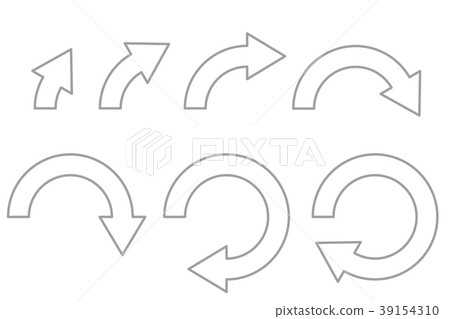 Rotation arrows. Set of outline icons on different - Stock Illustration ...