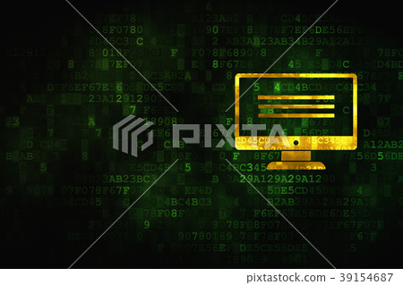 Programming concept: Monitor on digital background-插圖素材 [39154687 ...