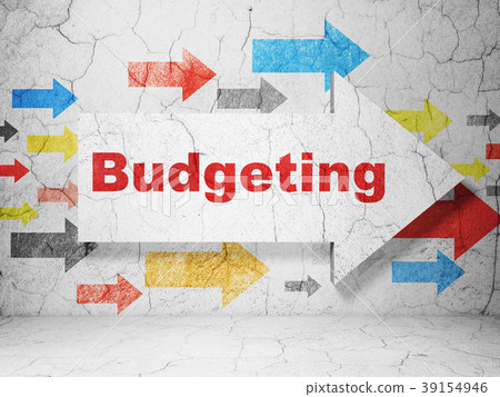 Finance concept: arrow with Budgeting on grunge - Stock Illustration ...