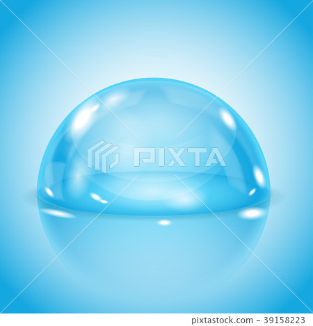 Blue glass dome. Shiny transparent semi sphere on - Stock Illustration ...