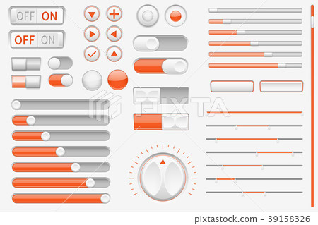 Gray orange interface buttons, sliders - Stock Illustration [39158326 ...
