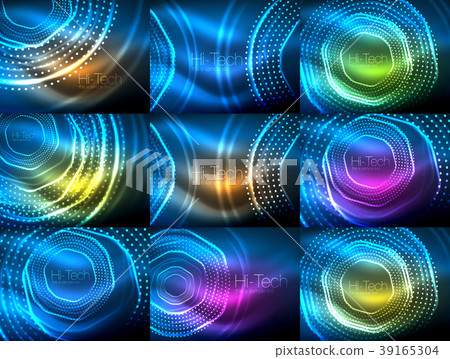 Set of magic neon shape abstract background, shiny - Stock Illustration ...