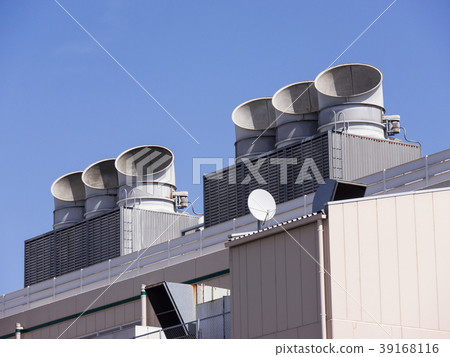Large air conditioner outdoor unit on the roof... - Stock Photo ...