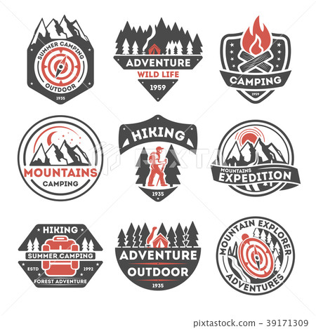 Adventure outdoor vintage isolated label set - Stock Illustration ...