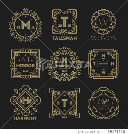 Geometric vintage abstract logo set - Stock Illustration [39171310] - PIXTA
