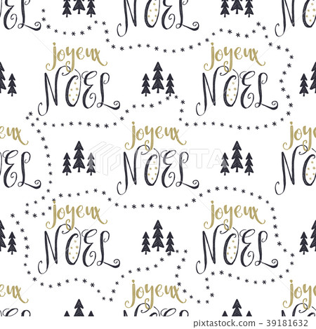Hand drawn seamless pattern with Christmas type - Stock Illustration ...