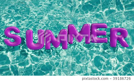 Word "Summer" shaped inflatable swim ring floating - Stock Illustration ...